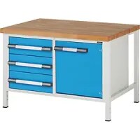Shop EUROKRAFTpro Workbench, Frame Construction, 3 Drawers 180mm, 1 Door 540mm, WxD 1250 X 700mm ...