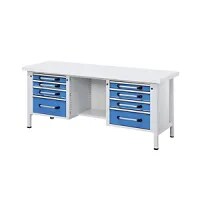 Shop EUROKRAFTpro Workbench, Frame Construction, Width 2000mm, 8 Drawers, Universal Worktop ...