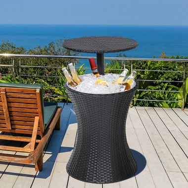 Shop Living and Home Cool Bar Table Outdoor Patio Furniture Hot Tub Side Table with Beer Cooler Adjustable Height Outdoor Tables Zoro UK