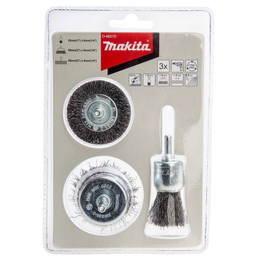 Shop Makita D 66070 Wire Brush Set for Drill Wire Wheels Brushes Zoro UK