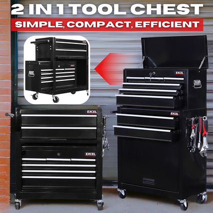 Shop Excel Roller Tool Chest Cabinet 8 Drawer Storage Toolbox Tool Chests Cabinets Zoro UK