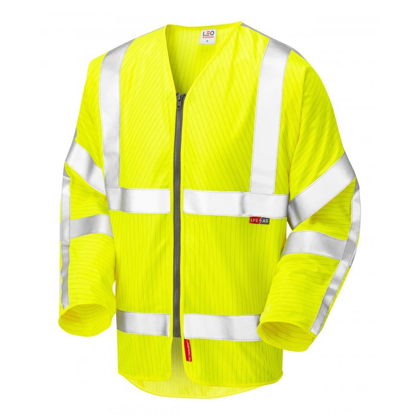 Shop Leo Workwear Huish ISO 20471 CL 3 Lfs/As Sleeved ZIP Waistcoat (En 14116/En 1149) Hi-vis ...