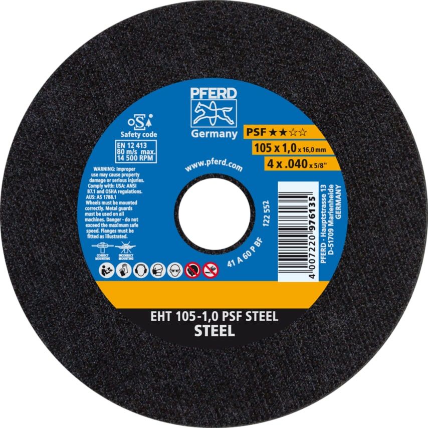 Shop Pferd Cut-off Wheel EHT 105-1,0 PSF Steel/16 - Cut-Off Wheels | Zoro UK Business Supplies