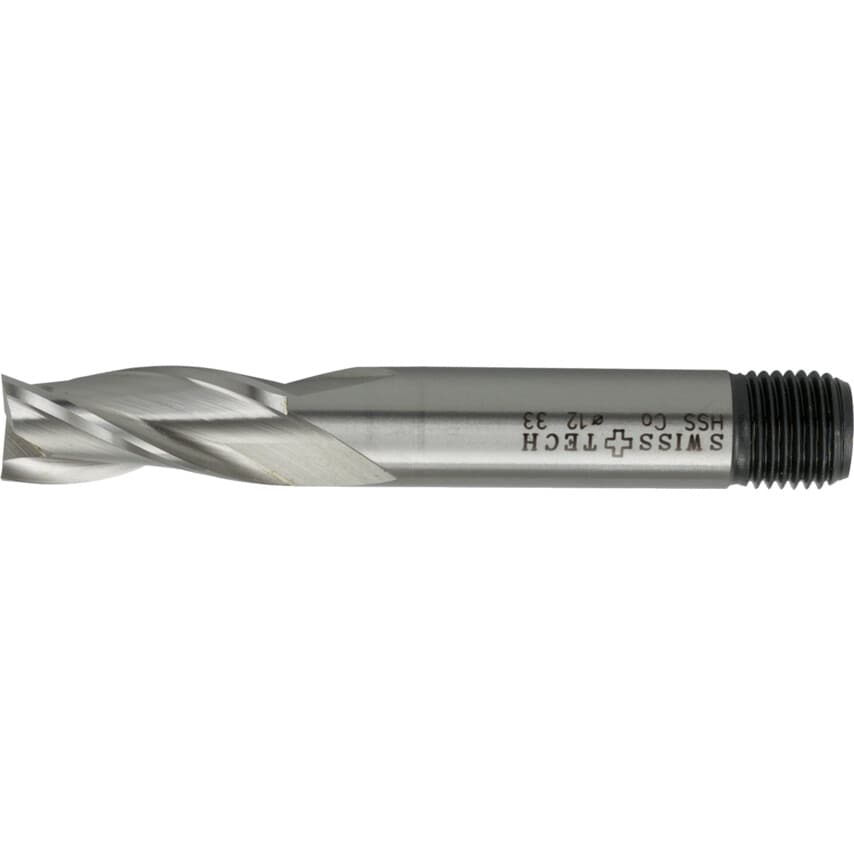 SwissTech 10.00MM HSS-Co 8% 3 Flute Threaded Shank Slot Drills ...