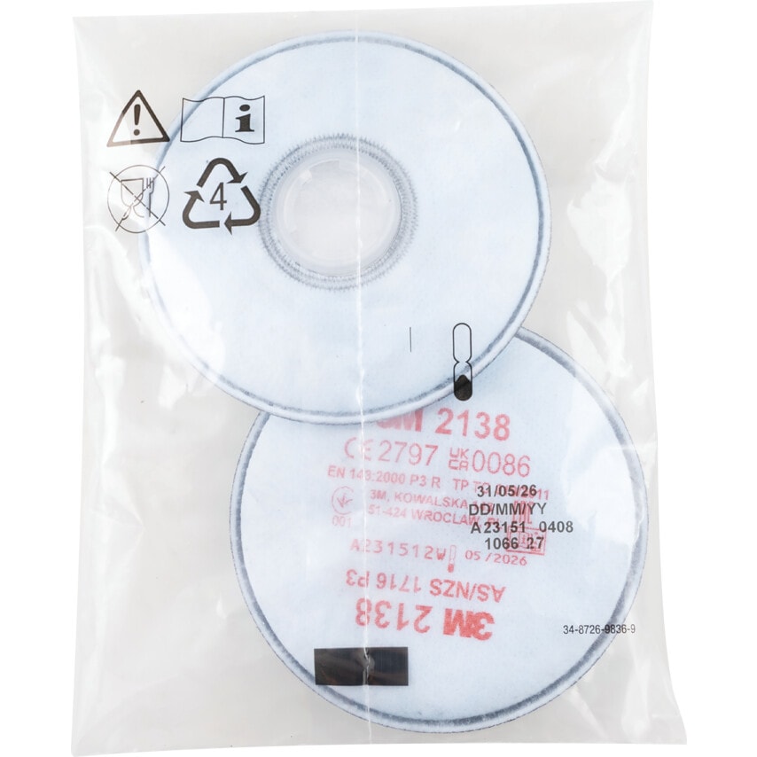 3M 2138-P3 Particulate Filters + Nuisance Level Organic Vapour and Gas ...