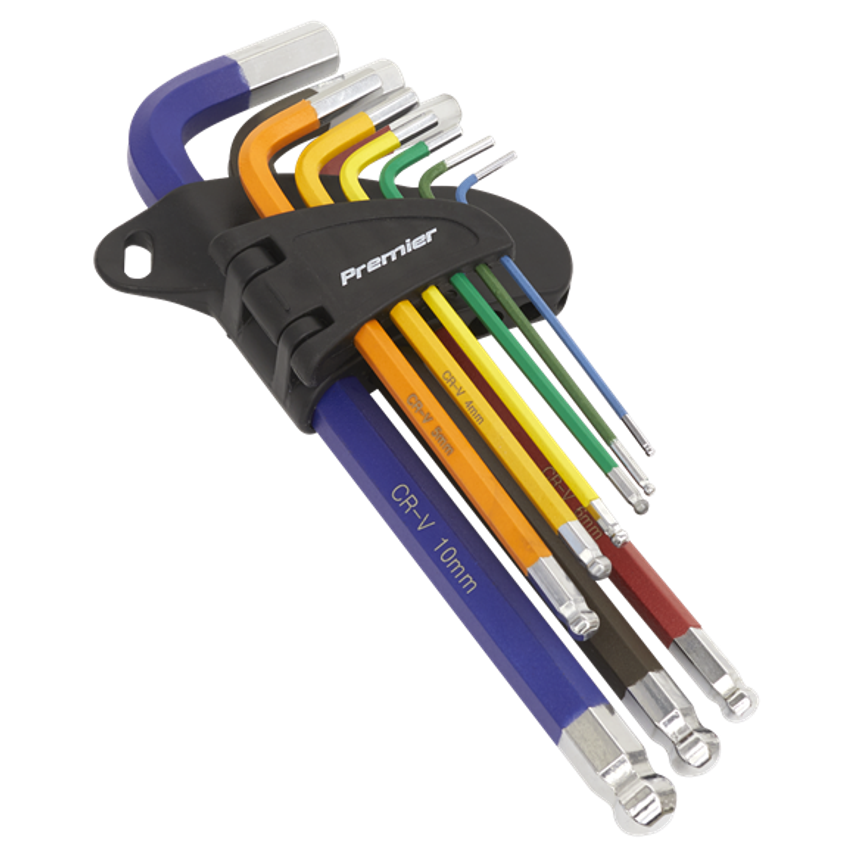 Shop Sealey Ball-end Hex Key Set9 Piece Colour-Coded Long Metric - | Zoro UK Business Supplies