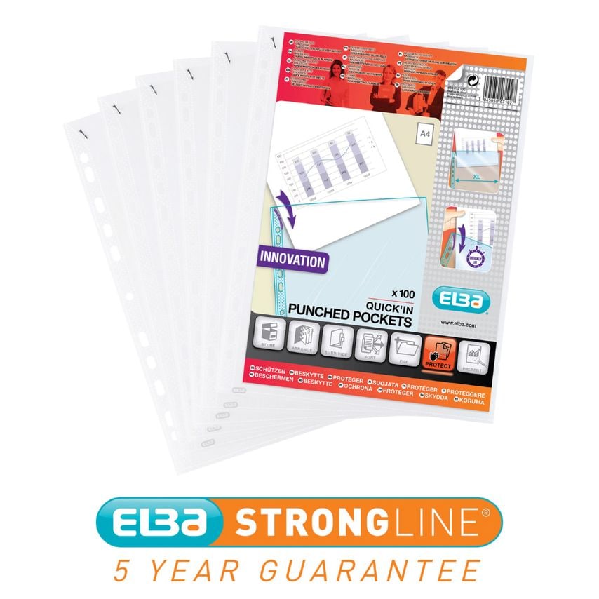 Shop Elba Elba Quick In Multi Punched Pocket Polypropylene A4 75 Micron ...