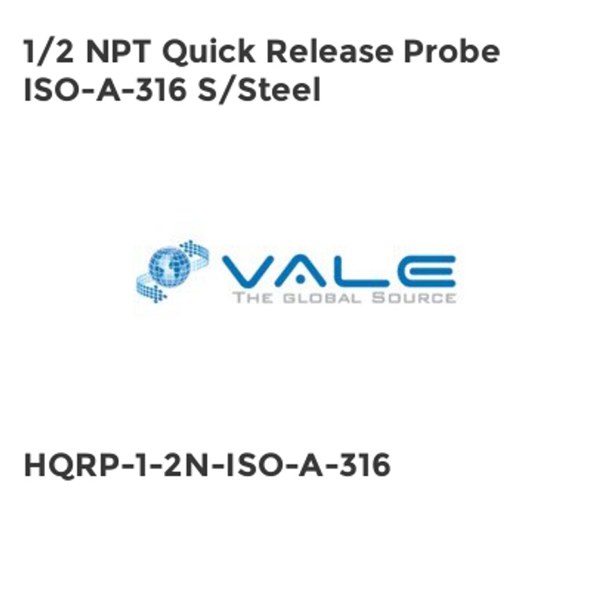 Shop Vale Quick Release Probe ISO-A-316 Stainless Steel (NPT) - Coupling Adaptors & Tailpieces ...