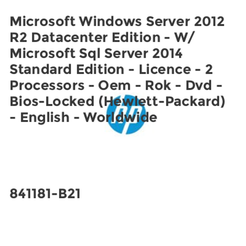 Shop Hewlett Packard Microsoft Windows Server 2012 R2 Datacenter Edition W Microsoft Sql