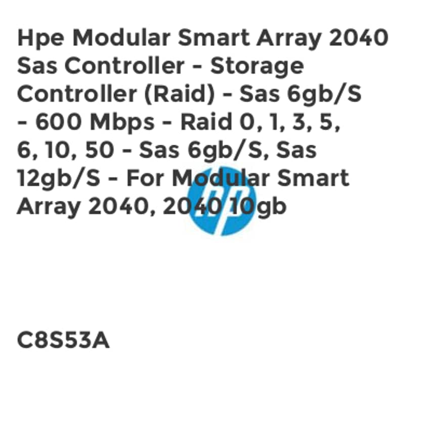 Shop HP Hpe Modular Smart Array 2040 Sas Controller - Storage ...