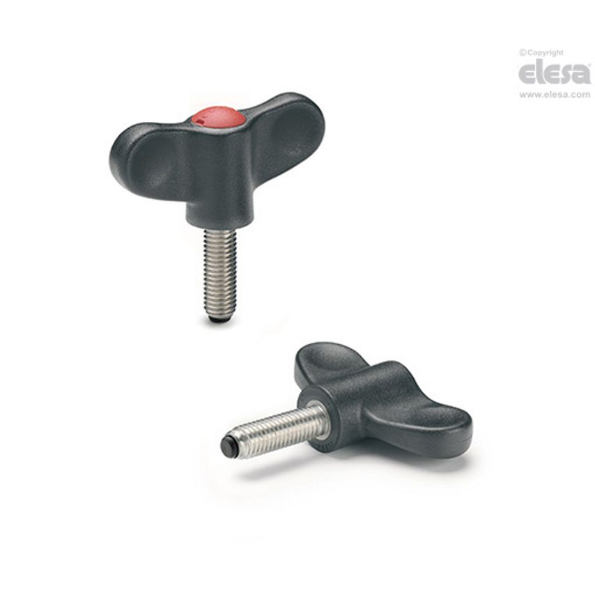 ELESA EWN-SST-p-P Wing nuts Technopolymer pad EWN.48-SST-p-M6x20-PO-C1