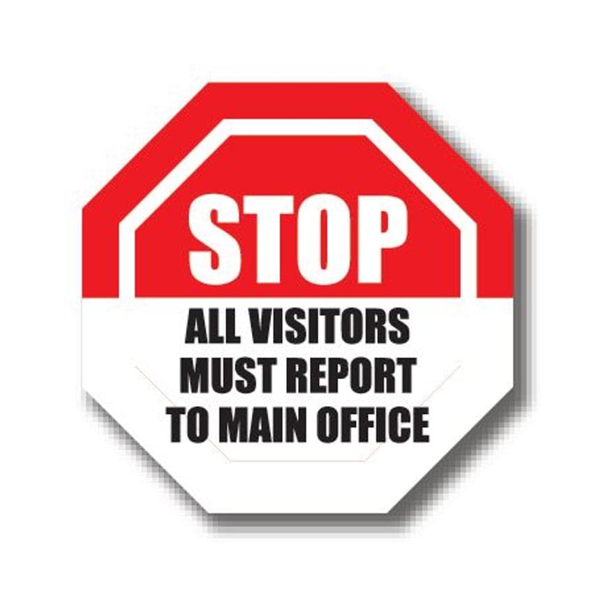 Shop Ergomat Durastripe Octagone Sign - Stop All Visitors Must Report ...