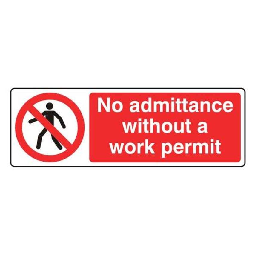 Shop Lasting Impressions NO Admittance without A Work Permit Sign Label ...