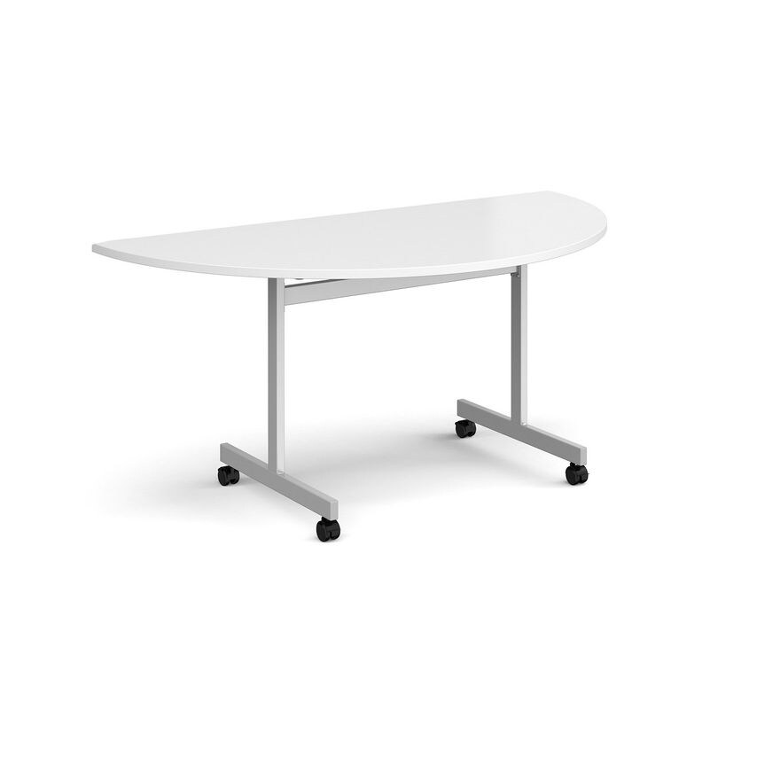 Shop Semi Circular Fliptop Meeting Table with Silver Frame | Zoro UK ...