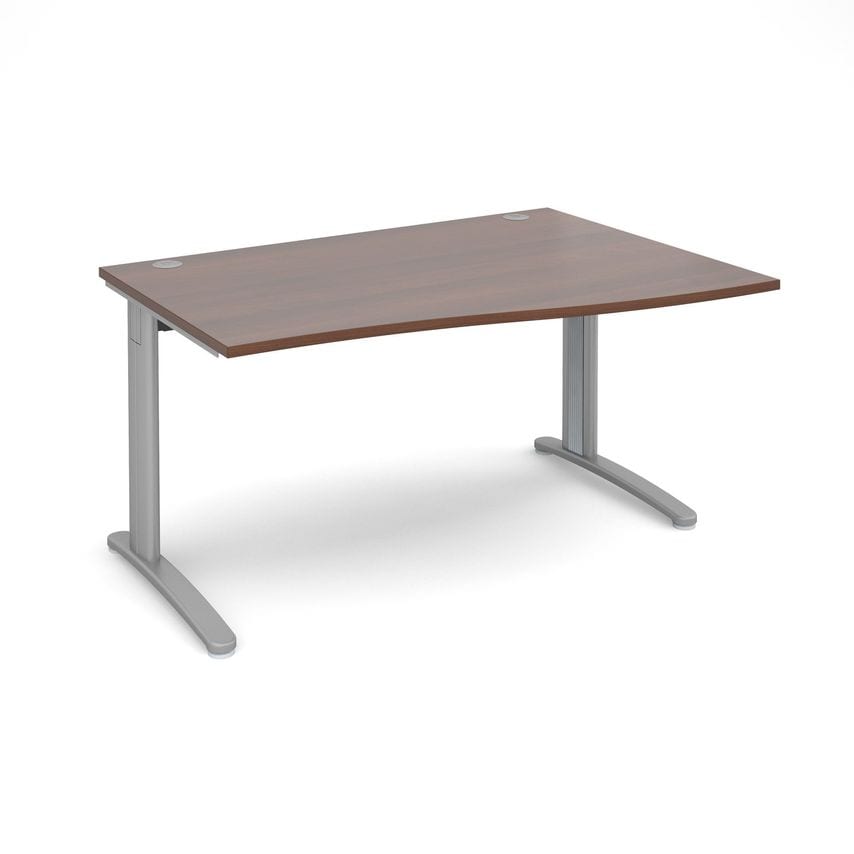 Shop Dams TR10 Right Hand Wave Desk - Silver Frame, Walnut Top - Desks ...