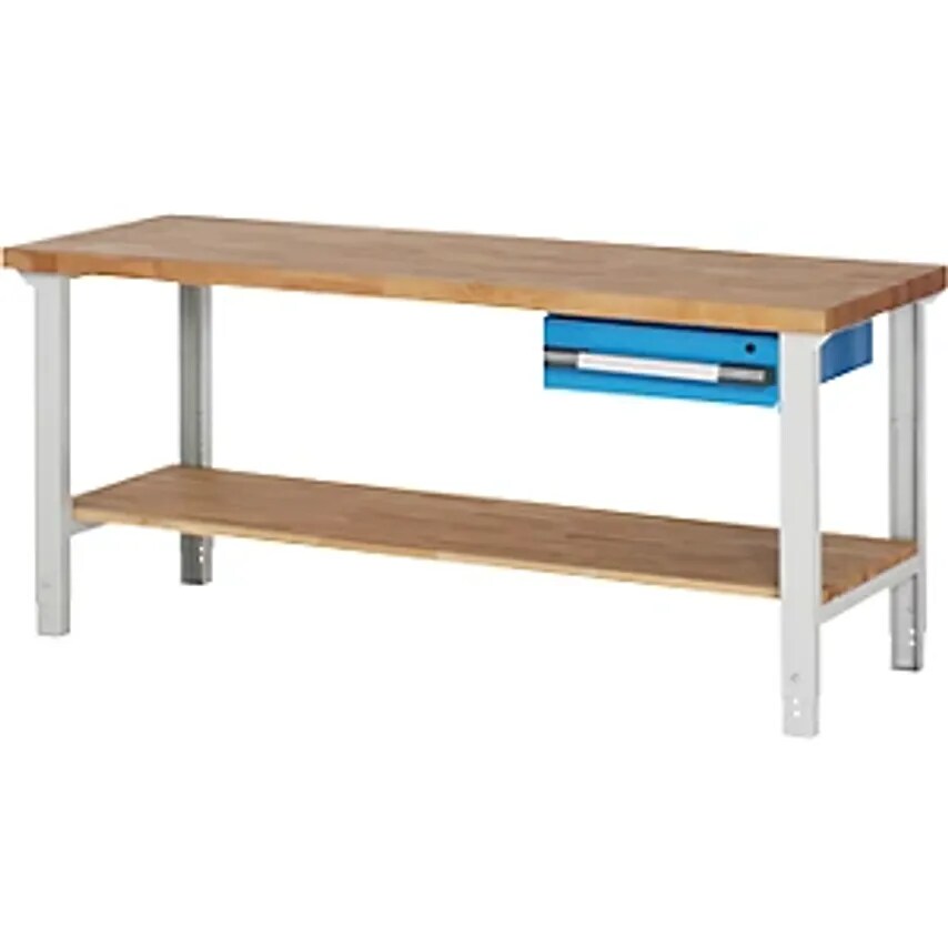 Shop EUROKRAFTpro Workbench, Modular System, 1 Drawer, 1 Shelf, Depth 700mm, Width 2000mm ...