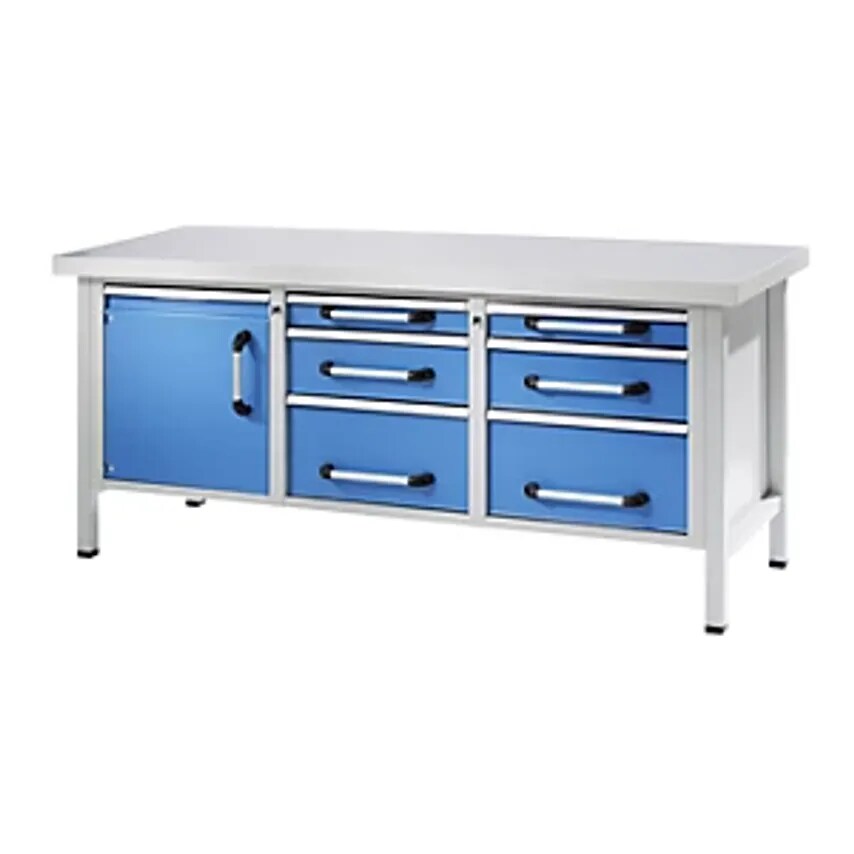 Shop EUROKRAFTpro Workbench, Frame Construction, Width 2000mm, 6 Drawers, 1 Door, Universal ...