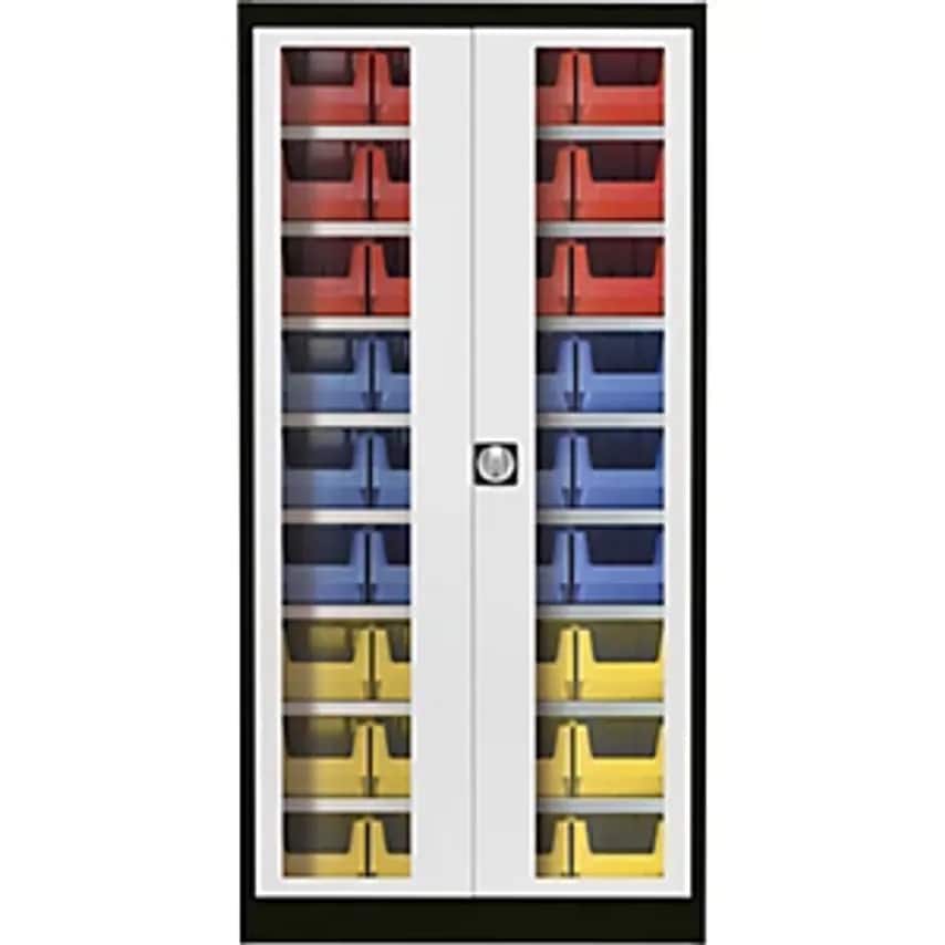 Shop MAUSER Vision Panel Double Door Cupboard, With 36 Open Fronted ...