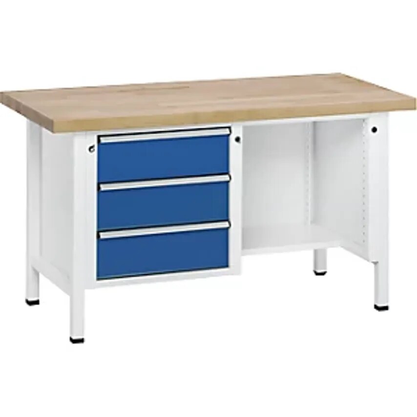 Shop ANTON KESSEL GMBH Workbench, Frame Construction, 3 Drawers, 1/2 Shelf, Working Height 890mm ...