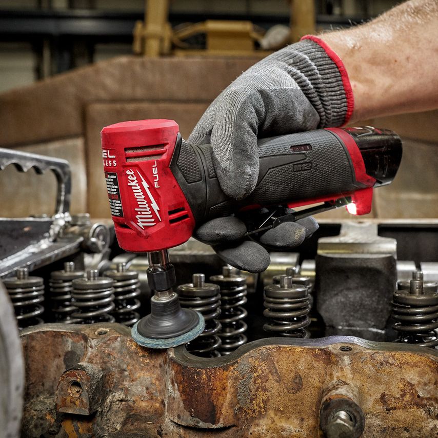 Shop Milwaukee M12FDGA 422B Fuel Angled Die Grinder 1 x 2.0AH 1 x 4.0AH Battery Angle Grinders Accessories Zoro UK