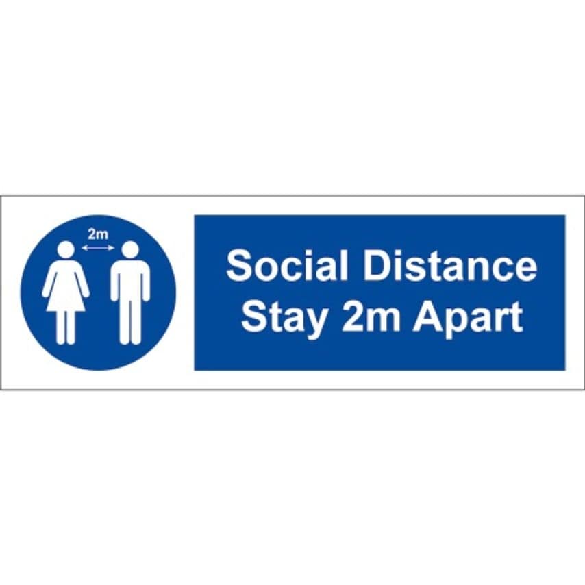 Shop (Unbranded) COVID-19 Social Distance HS Sign Vinyl 300 x 100mm ...
