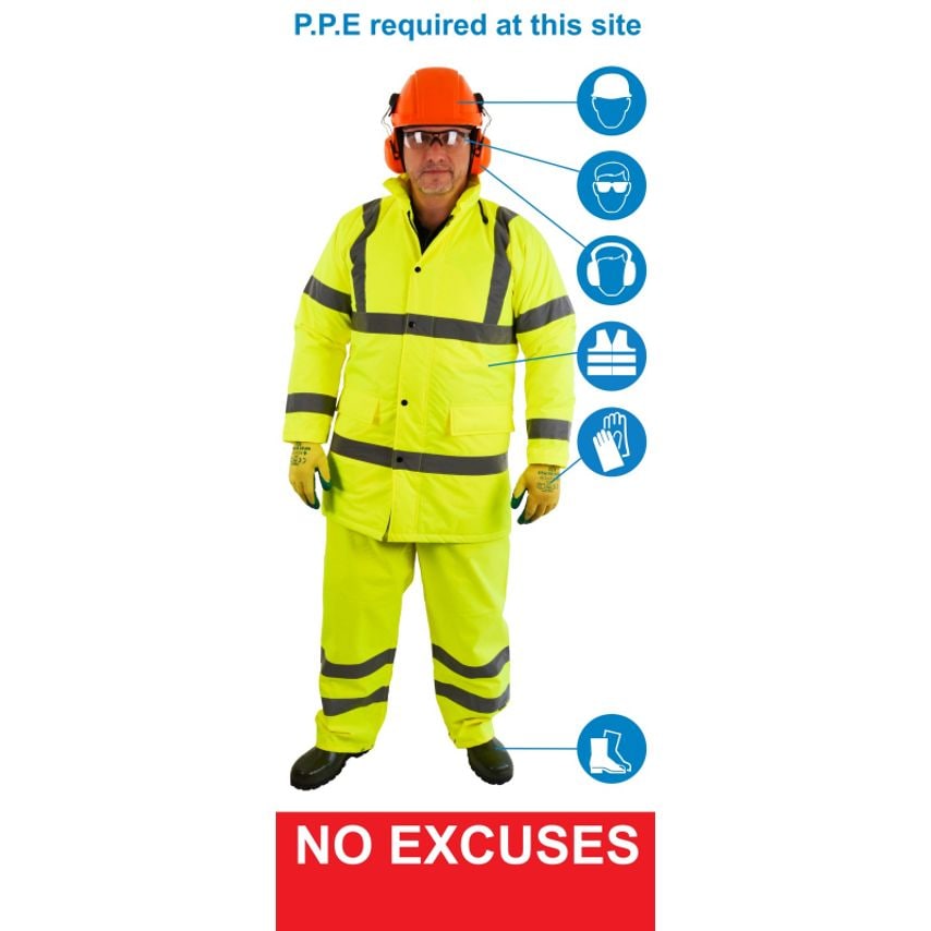 Life Size PPE Signs - Hi-vis Overalls | Zoro UK