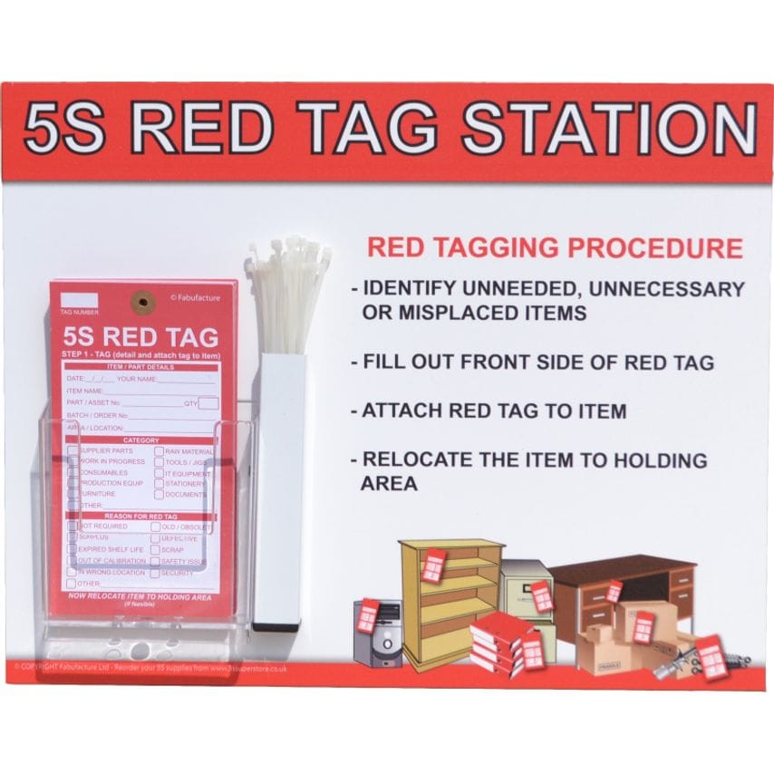 Shop Fabufacture 5S Red Tag Station includes Qty 25 '5S Red Tags' and Qty 25 Cable Ties - Site ...