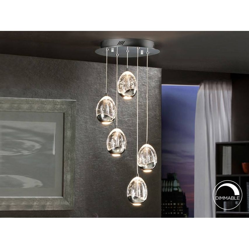 ROC Integrated LED Light Crystal Cluster Drop Ceiling Pendant Chrome ... ROC Integrated LED Light Crystal Cluster Drop Ceiling Pendant Chrome ...