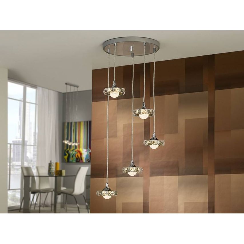 ROC Integrated LED Light Crystal Cluster Drop Ceiling Pendant Chrome ... ROC Integrated LED Light Crystal Cluster Drop Ceiling Pendant Chrome ...