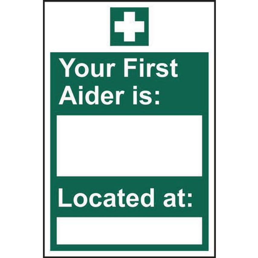 Shop Slingsby Your First Aider Is' Sign, Self-Adhesive Vinyl (200mm X ...