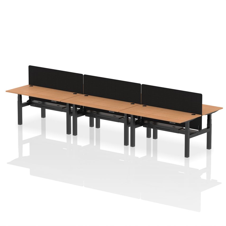 Shop Air Height Adjustable 6 Person Bench Desks with Oak Tops and Cable ...